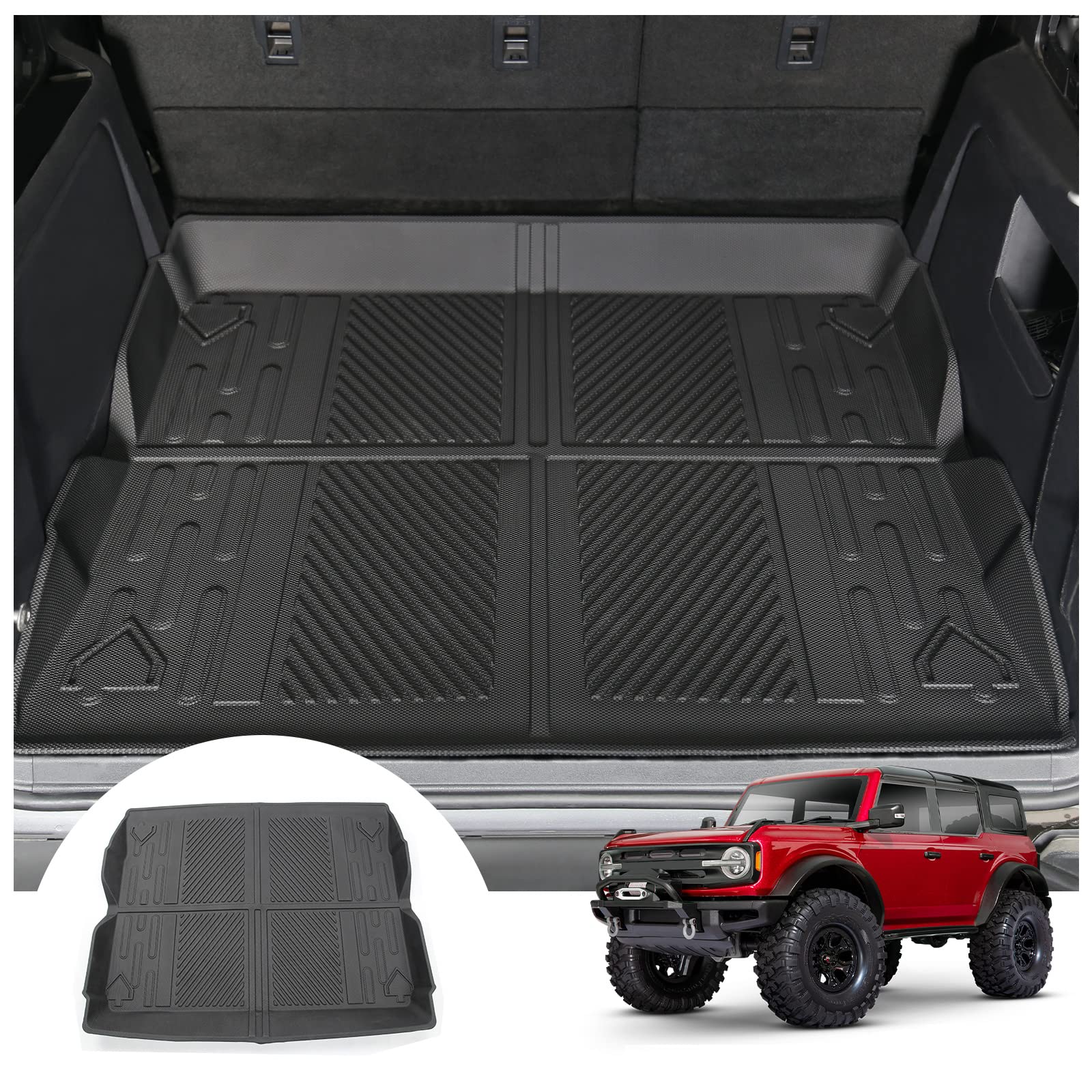 Mabett Cargo Liner Non-Slip Mat for Ford Bronco Accessories, All-Weather Protection Trunk Mat Fit Bronco 2021 2022 2023 2024 4-Door Black