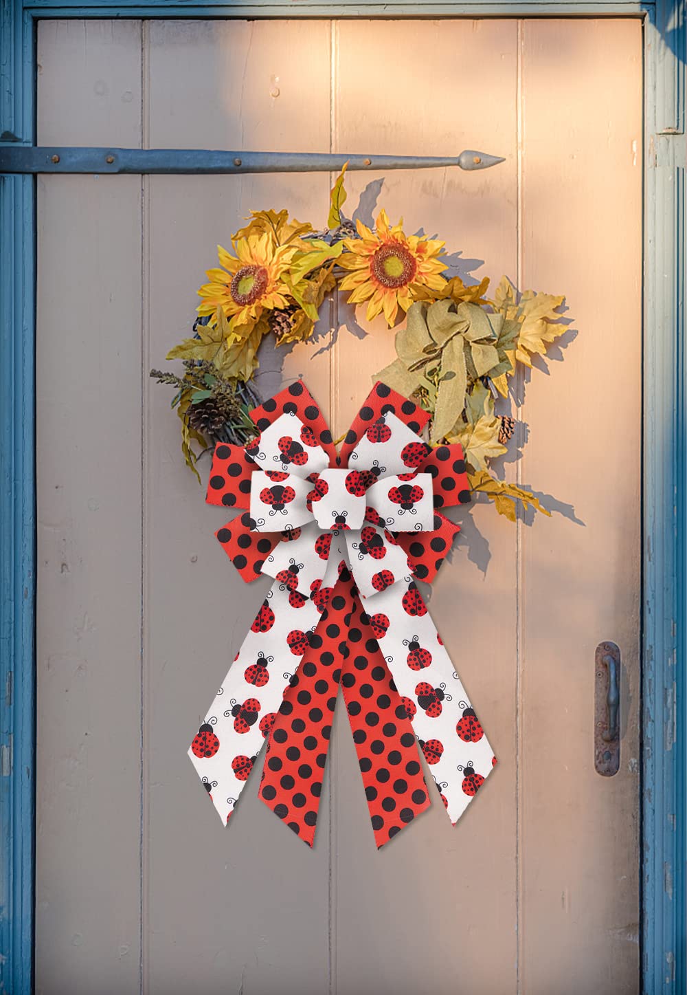 Hying 2 Rolls Spring Ladybug Ribbons Wired for Wreath Bows Wrapping Gifts, Red Polka Dot Ribbon for Gift Wrapping Birthday Party Decoration DIY Crafts, 2.5" X 10 Yards Red Lady Bug Wired Edge Ribbon