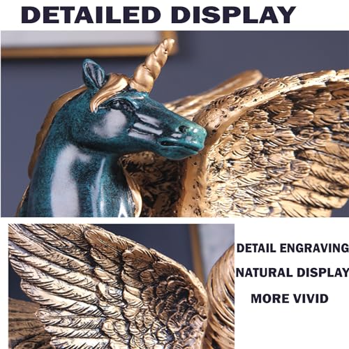 SENXINWEI Mystical Unicorn Horse Pegasus Ornament Resin Crafts Sculpture Suitable for Home Office School Animal Themed Decoration (A+B)