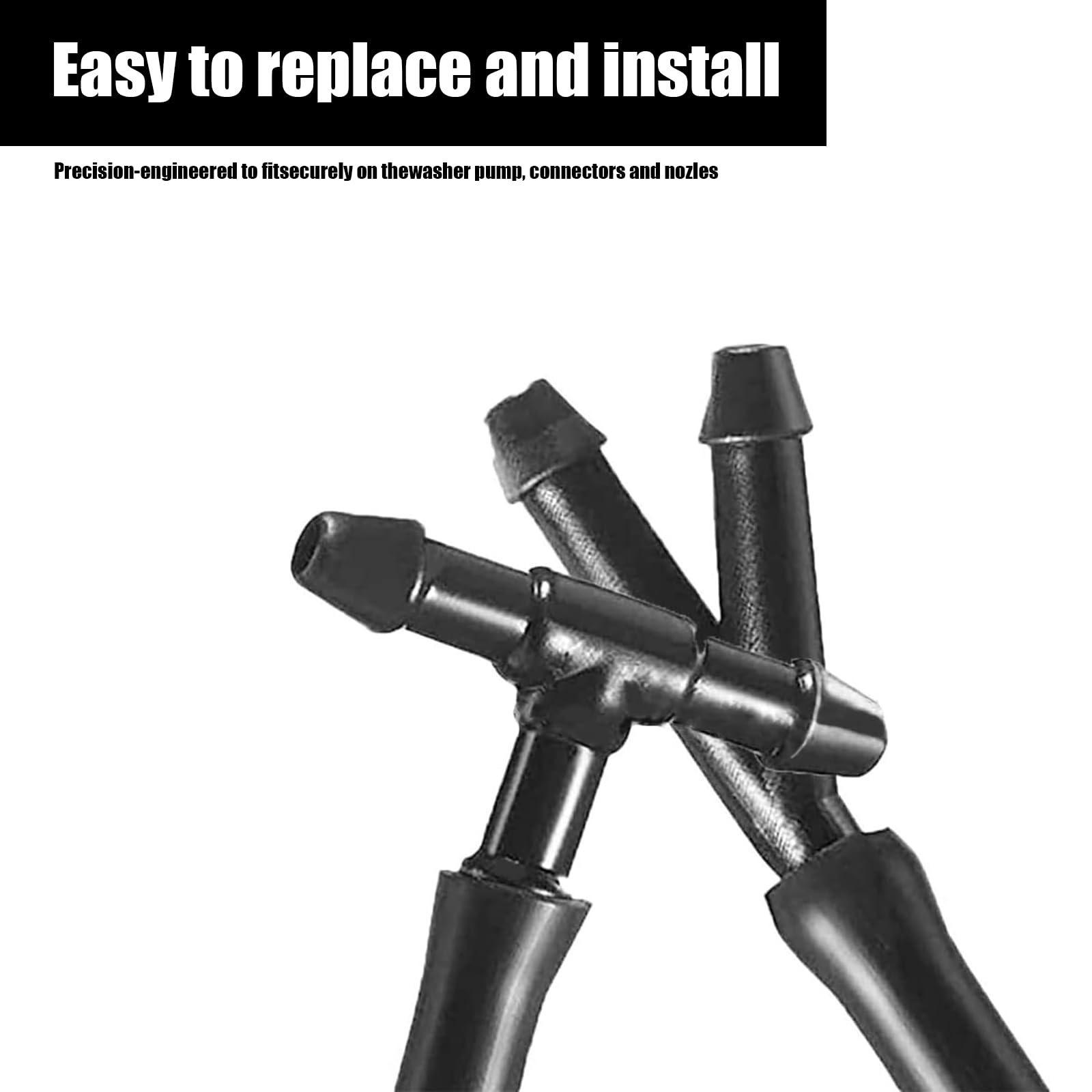 UGSHY 13Ft Car Windshield Washer Hose Kit, Universal Washer Fluid Hose with 30 Hose Connectors, Suitable for Most Car Windshield Fluid Tubing (Black)