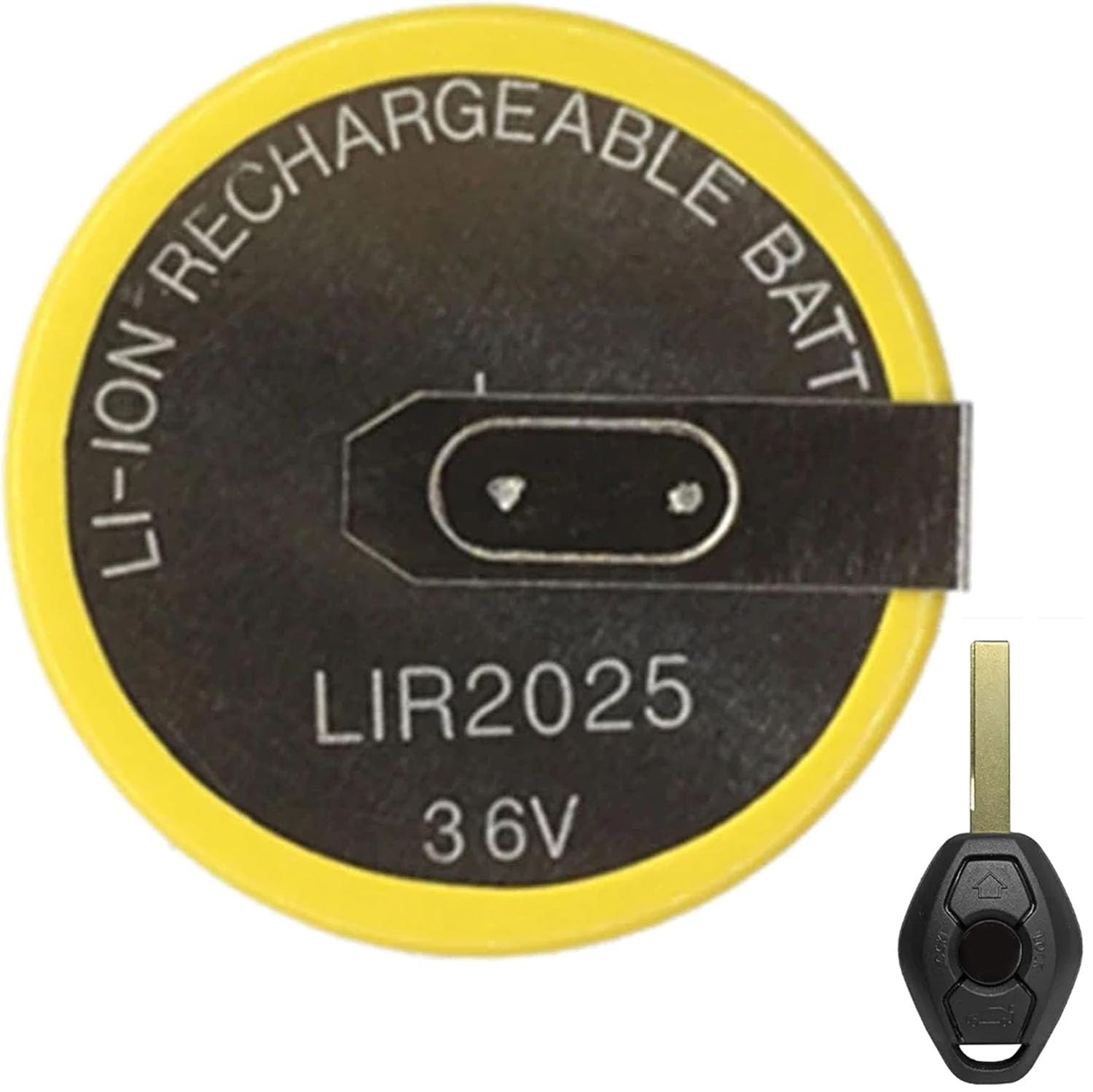 for 1996-2012 Remote Key FOB Battery LIR2025 (90 Degrees) Compatible with BMW Remote Case Shell fits 3 5 7 Series, M3 M5 M6 Z3 Z4 Z8 X3 E63 E38 E83 E53 E36 E85 (LX8FZV LX8 FZV) – with Instructions