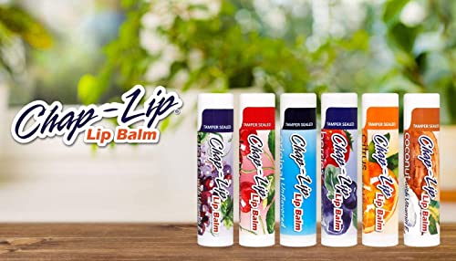 Chap-Lip Vitamin E Lip Balm with Coconut Oil - Lip Moisturizer Treatment - Moisturizing, Soothing, & Refreshing, Total Hydration Treatment & Lip Therapy - Assortment of 6 Refreshing Flavors, 48 Count