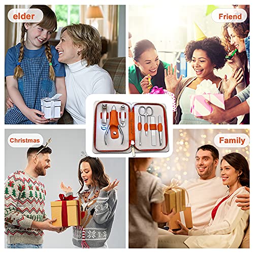 Manicure Set ,Pedicure kit Including ingrown Nail Scissors, Nail Clipper kit,Stainless Steel Trim Nail kit with Gift Packing Box, Gift for Parents Husband and Friends(Tropical Orange)