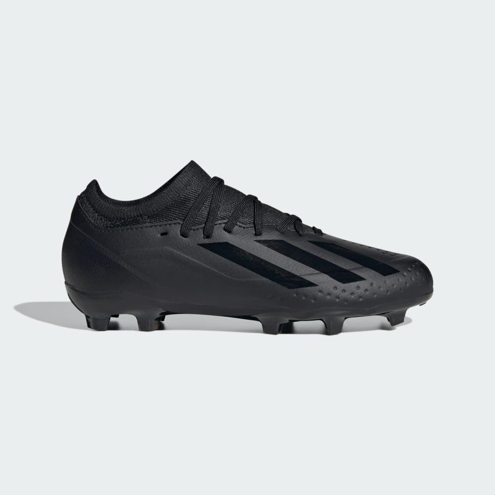 adidas X Crazyfast.3 Firm Ground Sneaker, Core Black/Core Black/Core Black, 3 US Unisex Little Kid