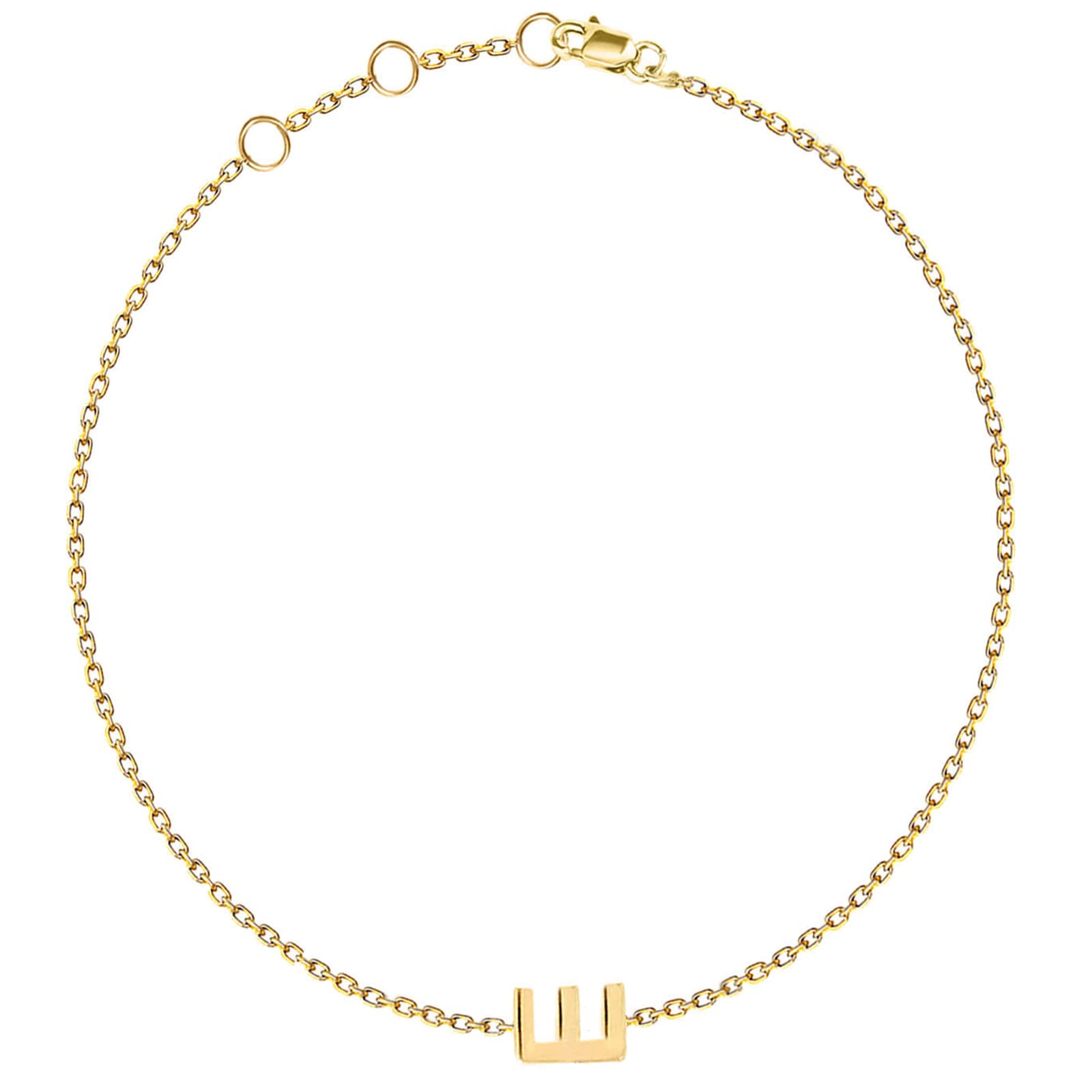 14k Gold or Silver Personalized Sideways Initial Letter Bracelet - Customize Your Solitaire Diamond Bracelet - Ideal Gift for Birthday, Weddings, Christmas, Engagements, Anniversaries