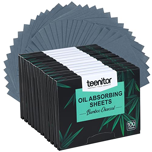 1200 Sheets Natural Blotting Paper for Oily Skin with Bamboo Charcoal, Oil Blotting Sheets for Face, Makeup Blotting Paper, 3 7/8" and 2.75"
