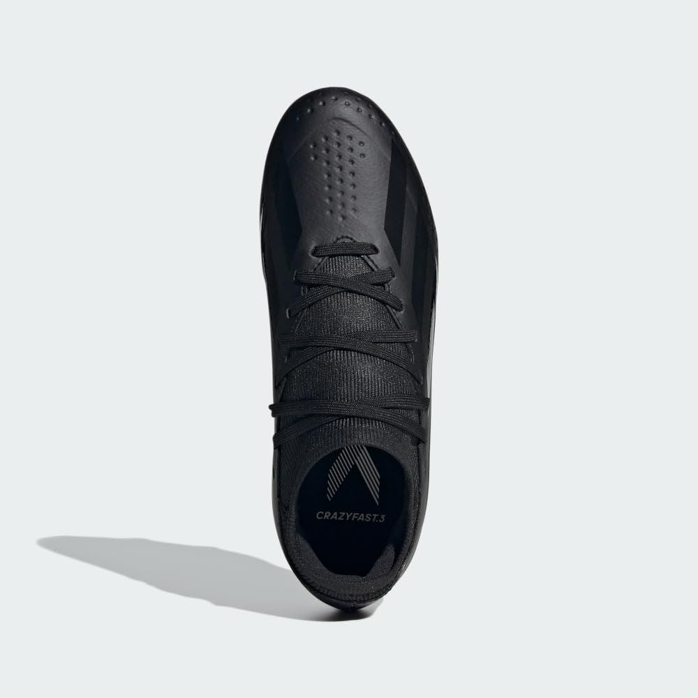 adidas X Crazyfast.3 Firm Ground Sneaker, Core Black/Core Black/Core Black, 3 US Unisex Little Kid