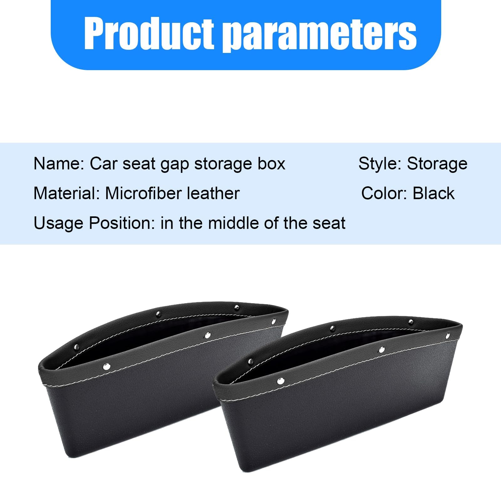 gunhunt Pack-2 Car Seat Gap Organizer, Leather Storage Box, Car Seat Gap Filler, Universal Organizer Storage Box to Hold Keys, Coins, Phone, Cards, Pens (Black)