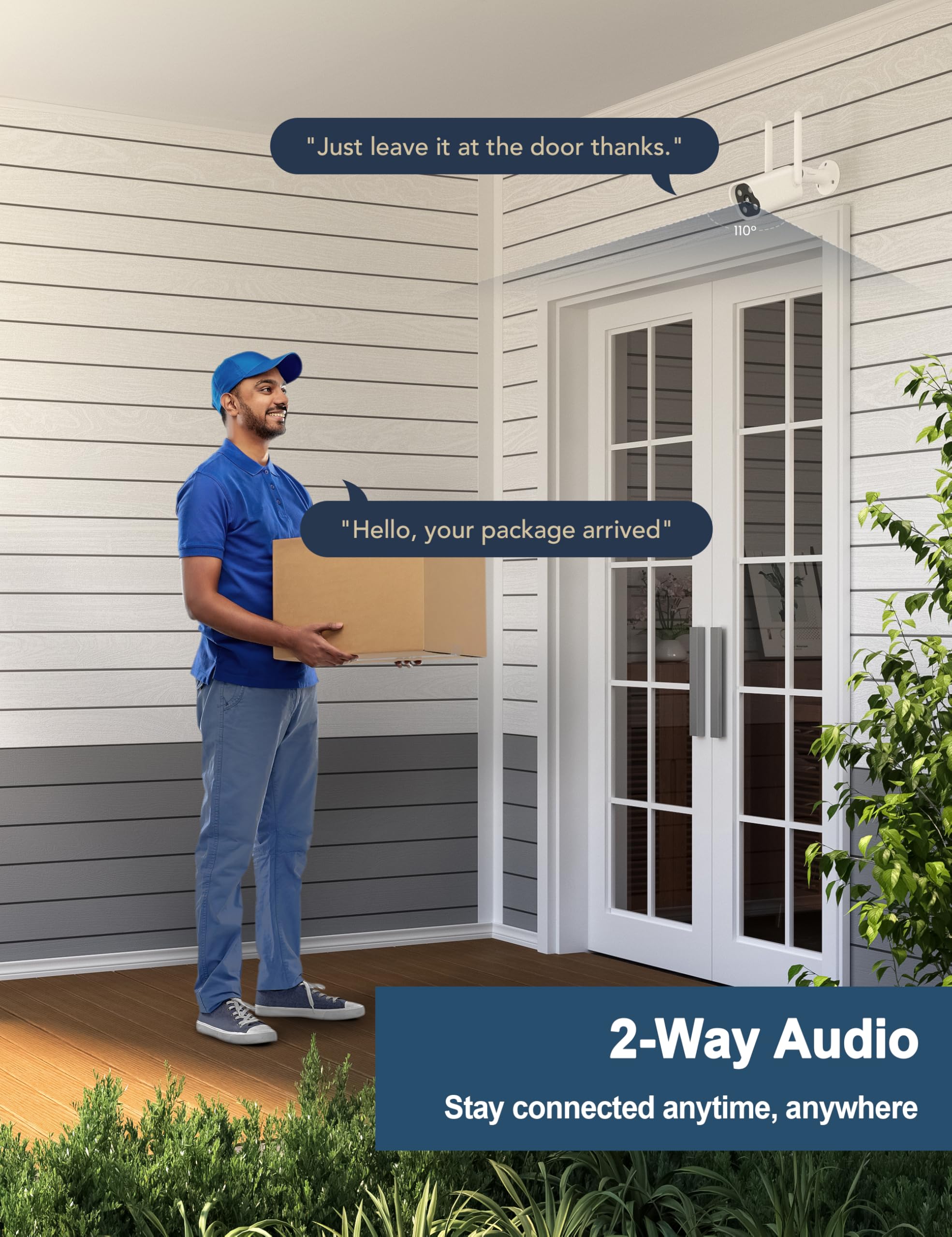 GNCC Outdoor Camera, 2K Cameras for Home Security Outside, Home Security Cameras, Motion Detection, Night Vision, 24/7 Recording, 2 Way Audio, Waterproof, Cloud & Local, Plug-in, APP Control