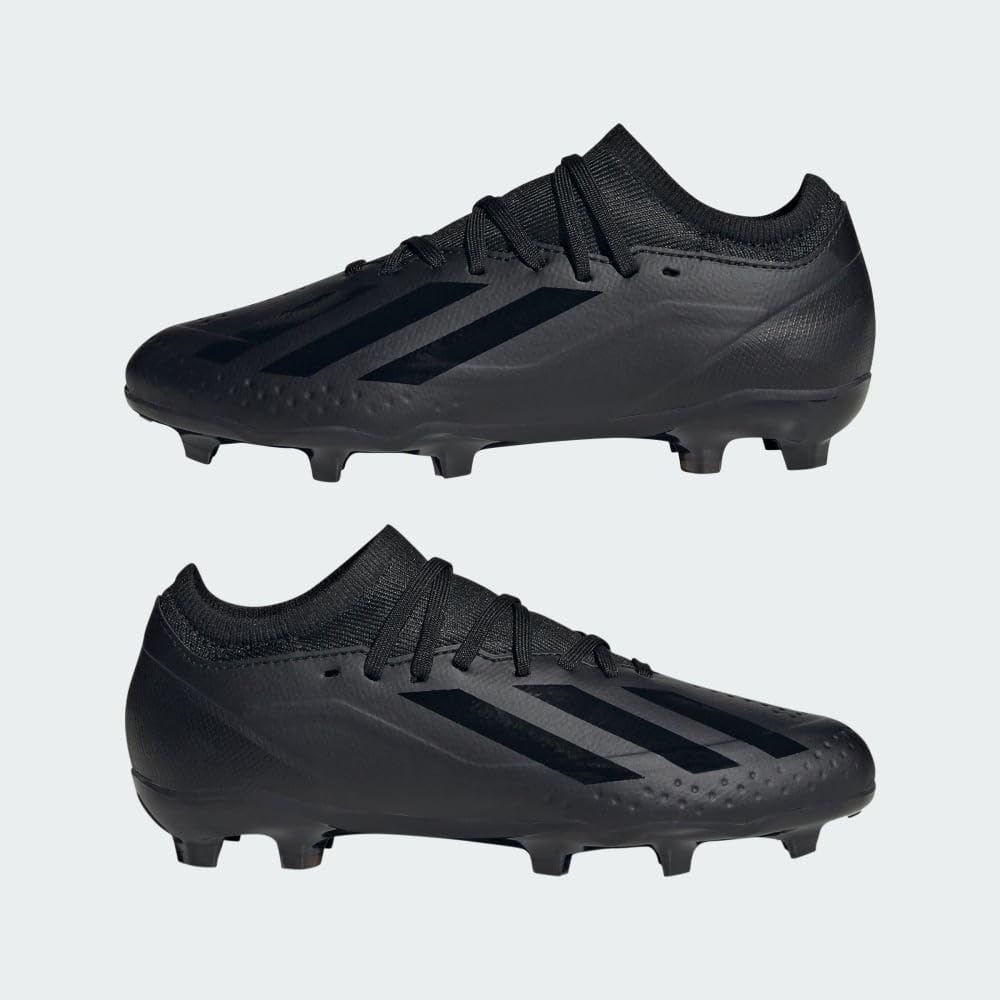 adidas X Crazyfast.3 Firm Ground Sneaker, Core Black/Core Black/Core Black, 3 US Unisex Little Kid