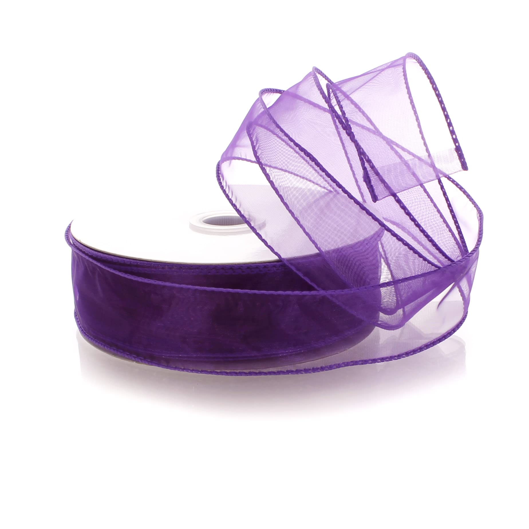 Ribbon Traditions 1.5" Wired Sheer Organza Ribbon Purple 10 Yards