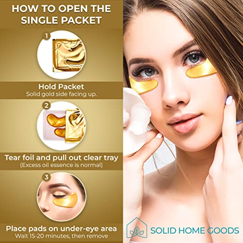 SOLID HOME GOODS Under Eye Patches- 20 Pairs - Under Eye Mask for Puffy Eyes and Dark Circles Treatment – Look Less Tired, Reduce Wrinkles, and Fine Lines, Collagen Masks for Beauty & Personal Care