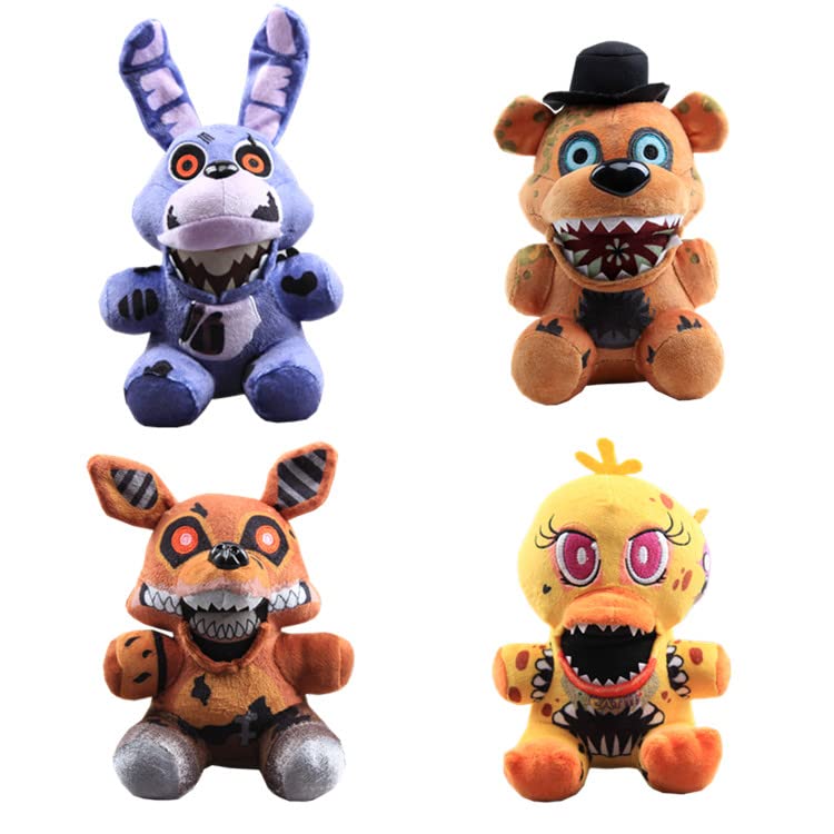 Laruokivi FNAF Plush Toys Twisted Freddy & Foxy & Bonnie & Chica Stuffed Plushies Dolls 4Pack