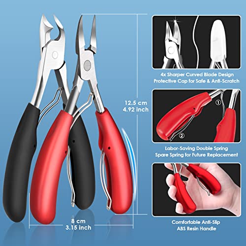 8 PCS Toenail Clippers Kit for Thick or Ingrown Nails, Professional Heavy Duty Ingrown and Thick Toenail Clippers, Sharp Stainless Steel Nail Cutter Set Toenail Pedicure Treatment Tool for Elderly
