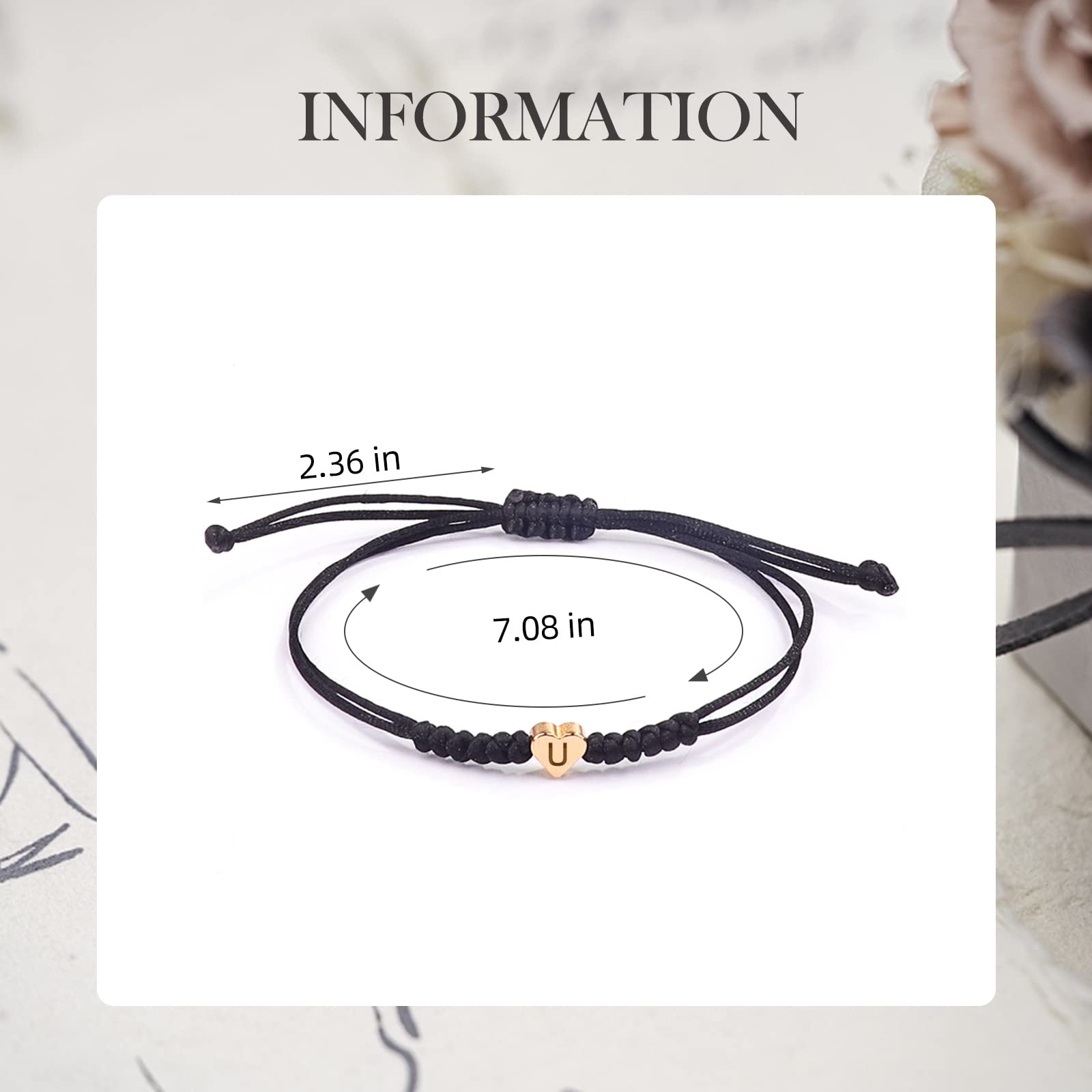 Black Initial Bracelet for Women Men Initial I Charm Letter Bracelets Black String Bracelets with Initials Handmade Rope Braided Personalized Birthday Gifts-26 Initials Available(I)