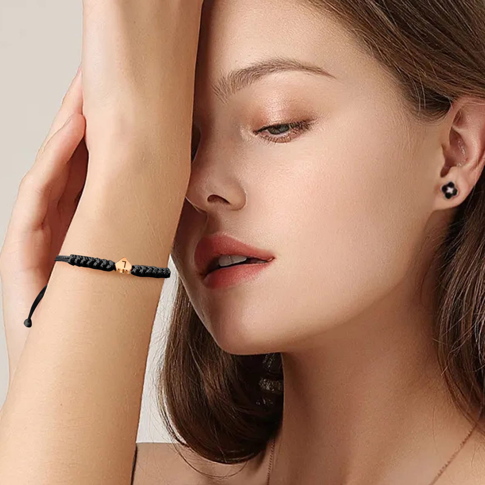 Black Initial Bracelet for Women Men Initial I Charm Letter Bracelets Black String Bracelets with Initials Handmade Rope Braided Personalized Birthday Gifts-26 Initials Available(I)
