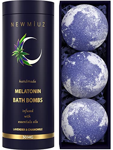 Sleep Melatonin Bath Bombs Lavender Chamomile Essential Oils Calming Natural Bubble Bath Shower Fizzies Spa Gifts Set Mother's Birthday Christmas Women Perfect Stocking Stuffers