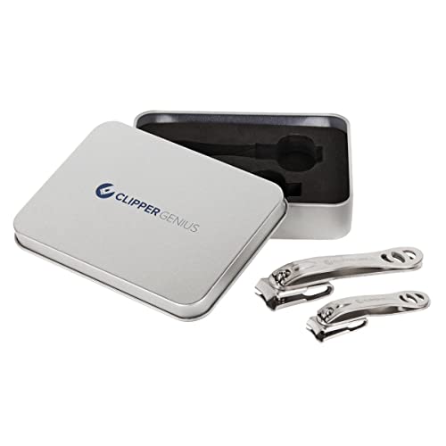 Clipper Genius Nail Clipper Set, 360 Degree Swivel Blade Nail Clippers for Men & Women, Designed to Trim with Precision, Lightweight Stainless Steel Fingernail & Toenail Trimmer, Compact Nail Cutter