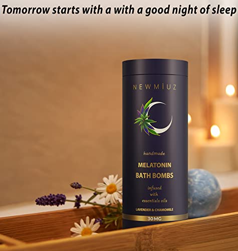 Sleep Melatonin Bath Bombs Lavender Chamomile Essential Oils Calming Natural Bubble Bath Shower Fizzies Spa Gifts Set Mother's Birthday Christmas Women Perfect Stocking Stuffers