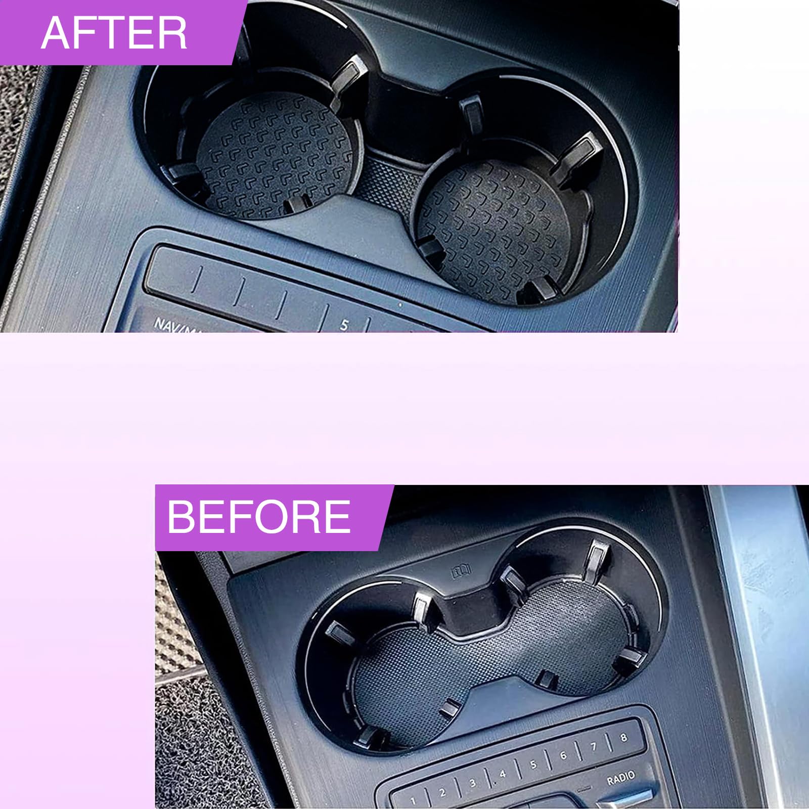 UGSHY Pack of 4 Car Cup Holder, Non-Slip Recessed Car Interior Accessories, Silicone Car Coasters, Universal for Most Car (Black #Arrow)