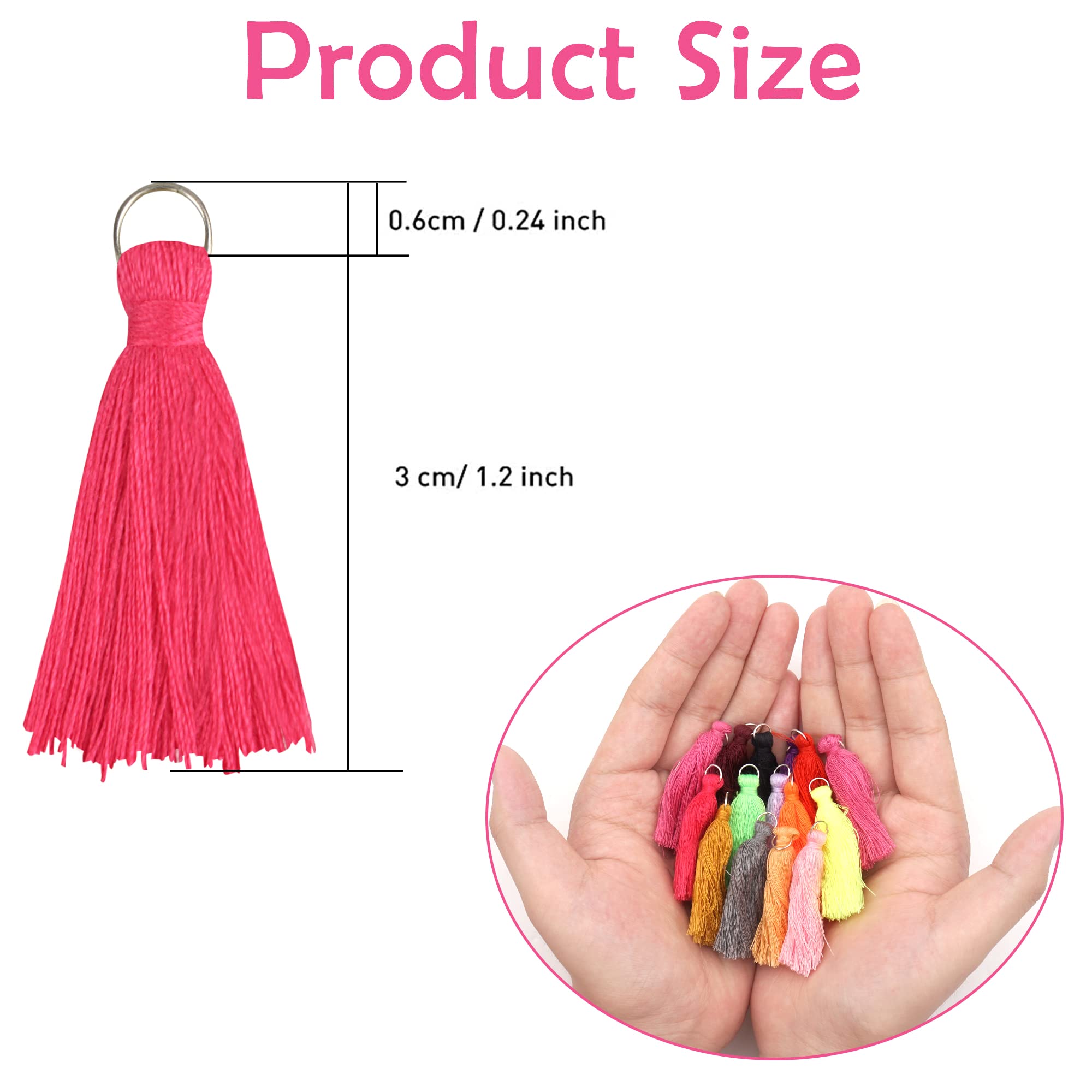 180PCS 30 Colors 3.5CM Multi-Color Mini Tassels Tiny Craft Tassels for Earring Jewelry Making Keychain Tassel Charms Bag Charms Pendant Handmade DIY Accessories(1.44Inch)