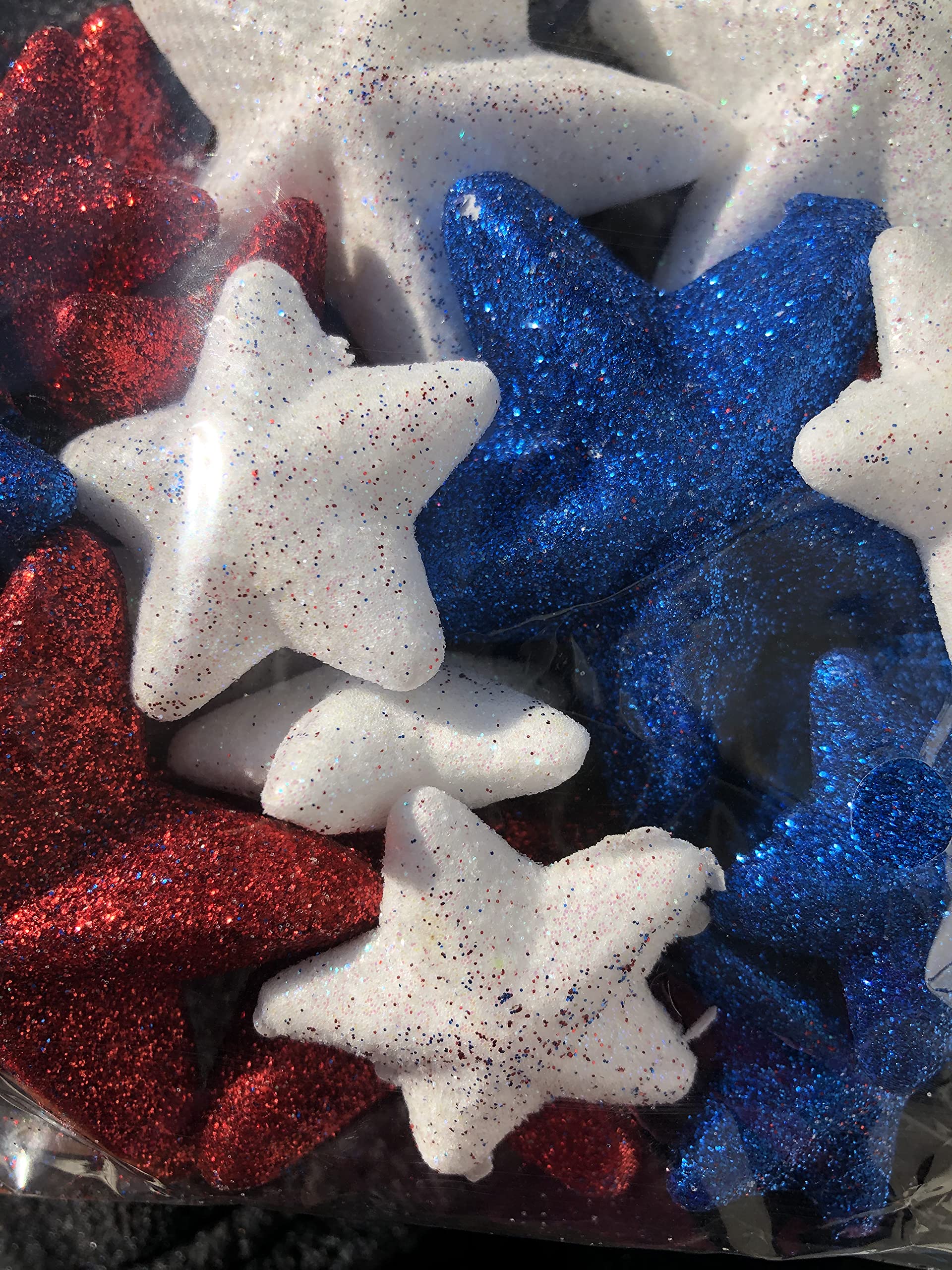 Red White and Blue Glitter Stars Fourth of July Confetti and Foam Scatter