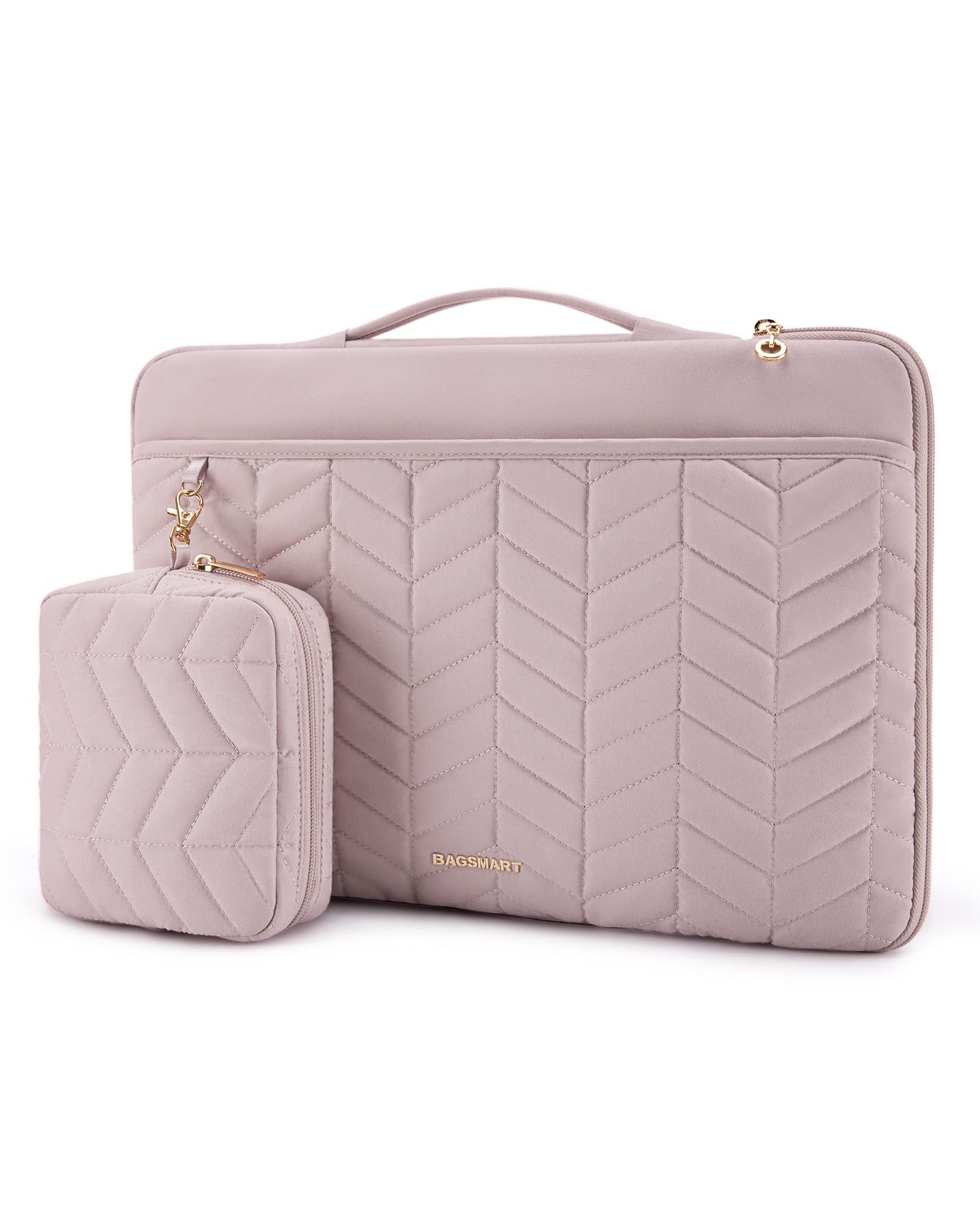 BAGSMART 13-14 inch Laptop Sleeve with Handle, Puffy Padded Case Accessories Bag, MacBook Fitted Air Pro 13.3 14 inch, Computer Dell,HP