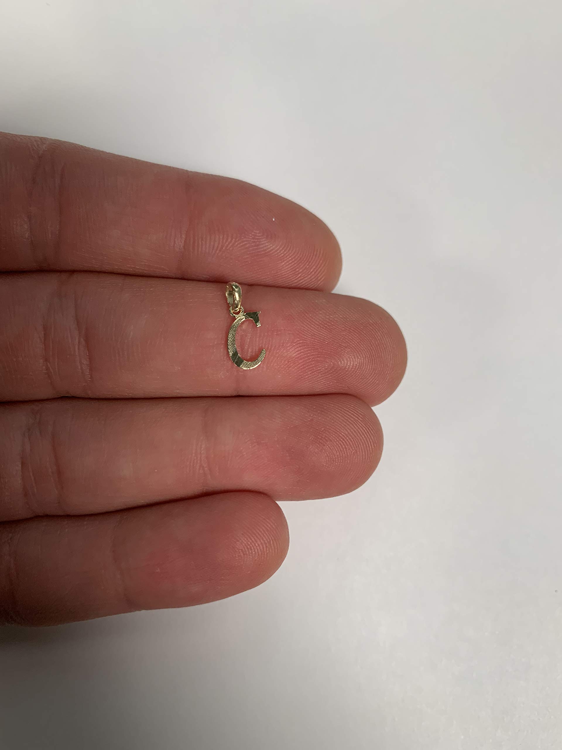 Dainty 10k Real Solid Gold Initial Charm Pendant Available in Other Letters, Alphabet Letter Jewelry Small in Size (C)