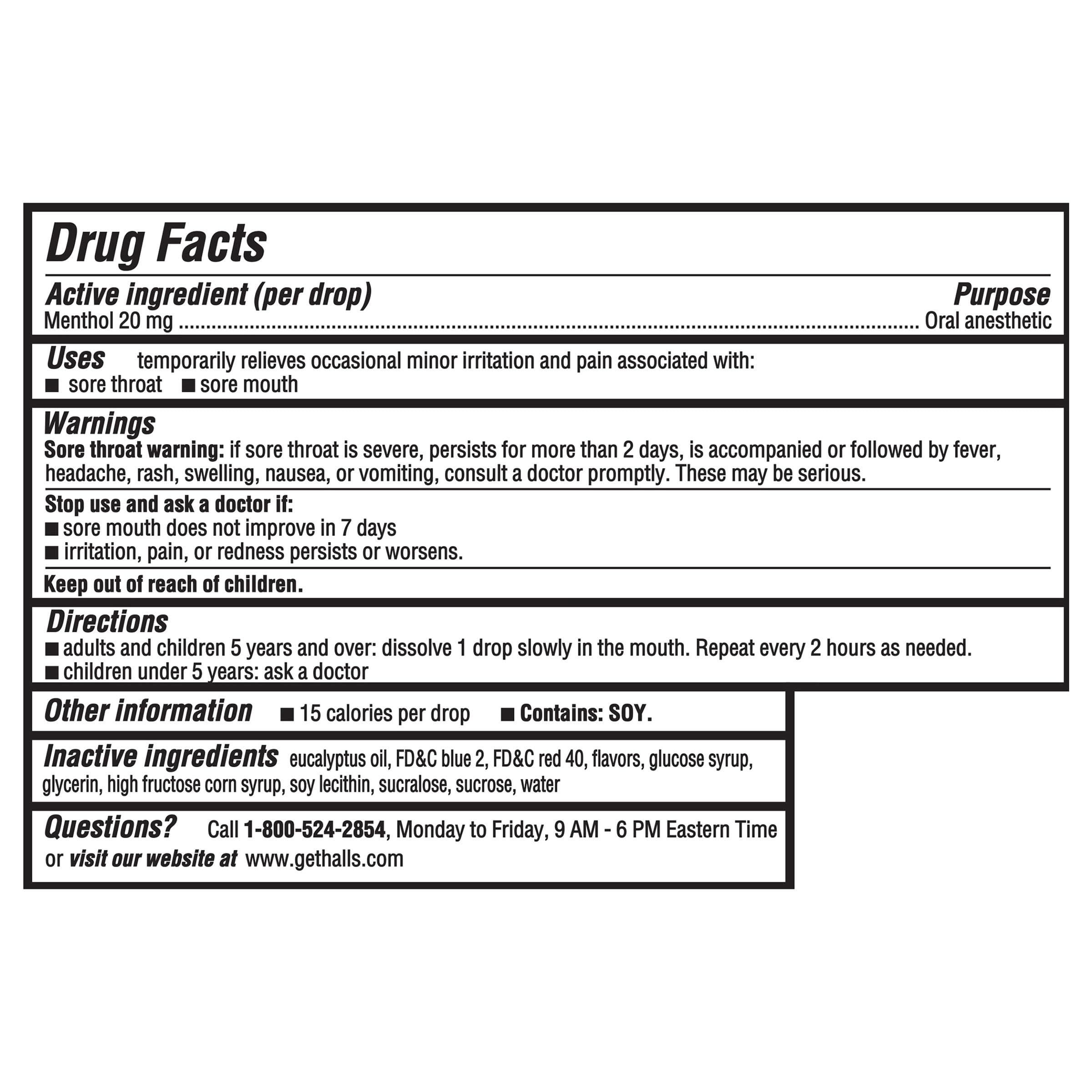 HALLS Relief Max Strength Frozen Cherry Cough Drops, 20 Drops