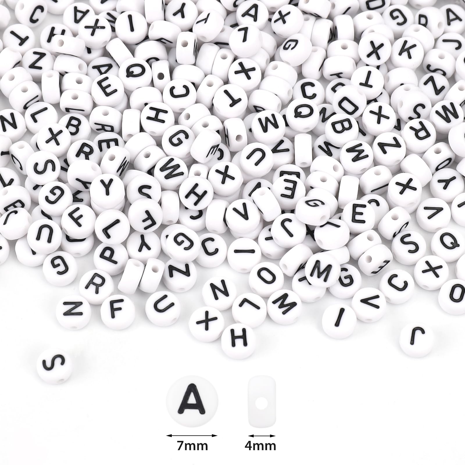600pcs Letter Beads for Bracelets kit,Alphabet Beads for Jewelry Making Bracelets Necklaces Key Chains 4X7mm (C, White)