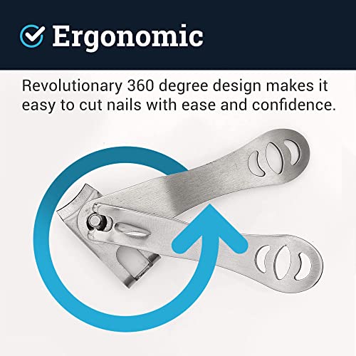 Clipper Genius Nail Clipper Set, 360 Degree Swivel Blade Nail Clippers for Men & Women, Designed to Trim with Precision, Lightweight Stainless Steel Fingernail & Toenail Trimmer, Compact Nail Cutter