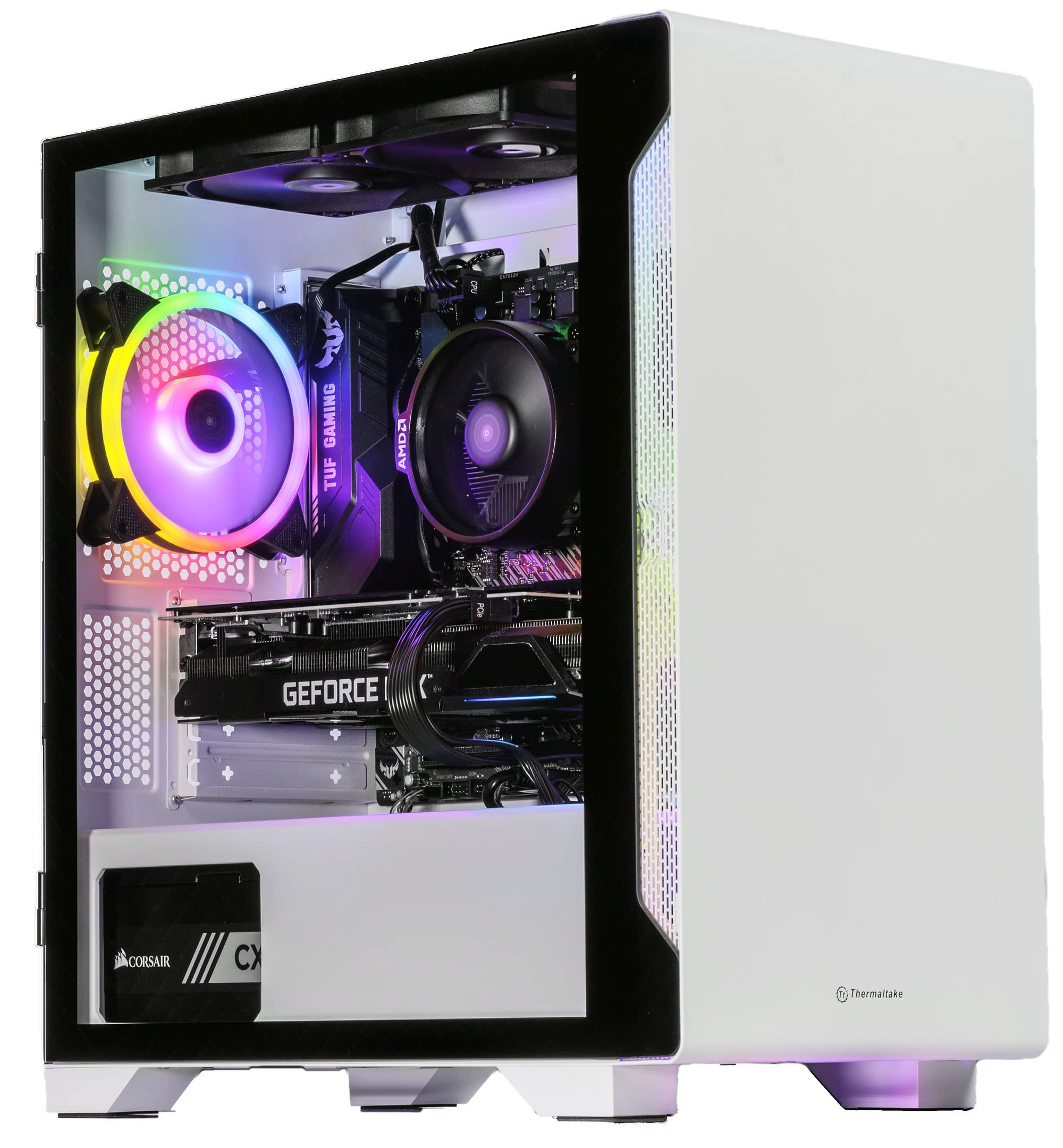 Velztorm Nix Custom Built Gaming Desktop PC Snow White (AMD Ryzen 5 5600X 6-Core, 128GB RAM, 8TB PCIe SSD, GeForce GTX 1050Ti, 1xUSB 3.2, 3xUSB 3.0, 1xHDMI, Win 10 Pro)