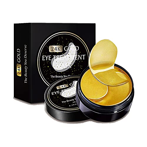VANELC 24k Gold Eye Mask,Collagen Under Eye Patches,Eye Treatment Mask, Under Eye Bags Treatment, Under Eye Masks for Puffy Eyes, Anti-Aging,Anti-Wrinkle and Fine Lines, Under eye Dark Circles