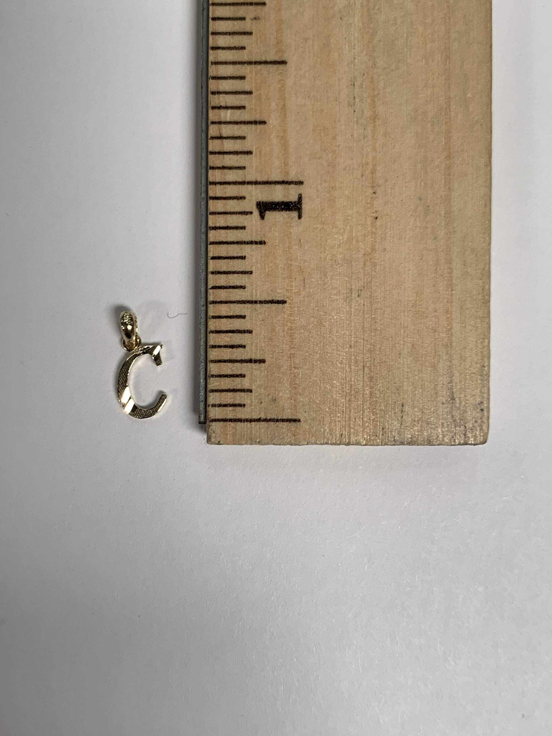Dainty 10k Real Solid Gold Initial Charm Pendant Available in Other Letters, Alphabet Letter Jewelry Small in Size (C)