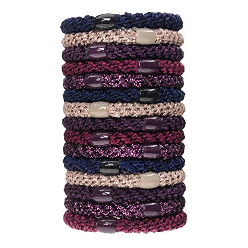 L. Erickson Grab & Go Ponytail Holders, Bejeweled, Set of Fifteen - Exceptionally Secure with Gentle Hold