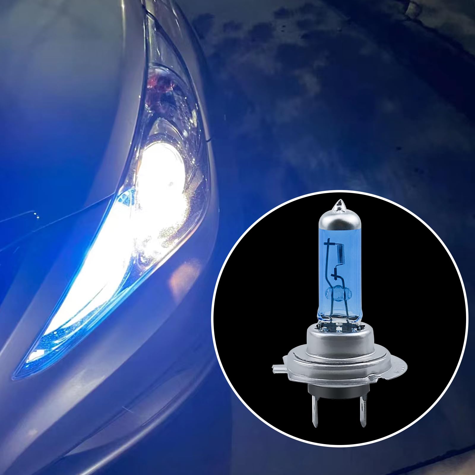 Ajxn 2 PCS H4 Halogen Light Bulb, Fog Lamp Replacement Bulbs, 850 Lumens Car Light, Universal Automotive Lighting Fog Bulbs, for Most Vehicles, Cars, Trucks, SUVs, RVs (Blue)