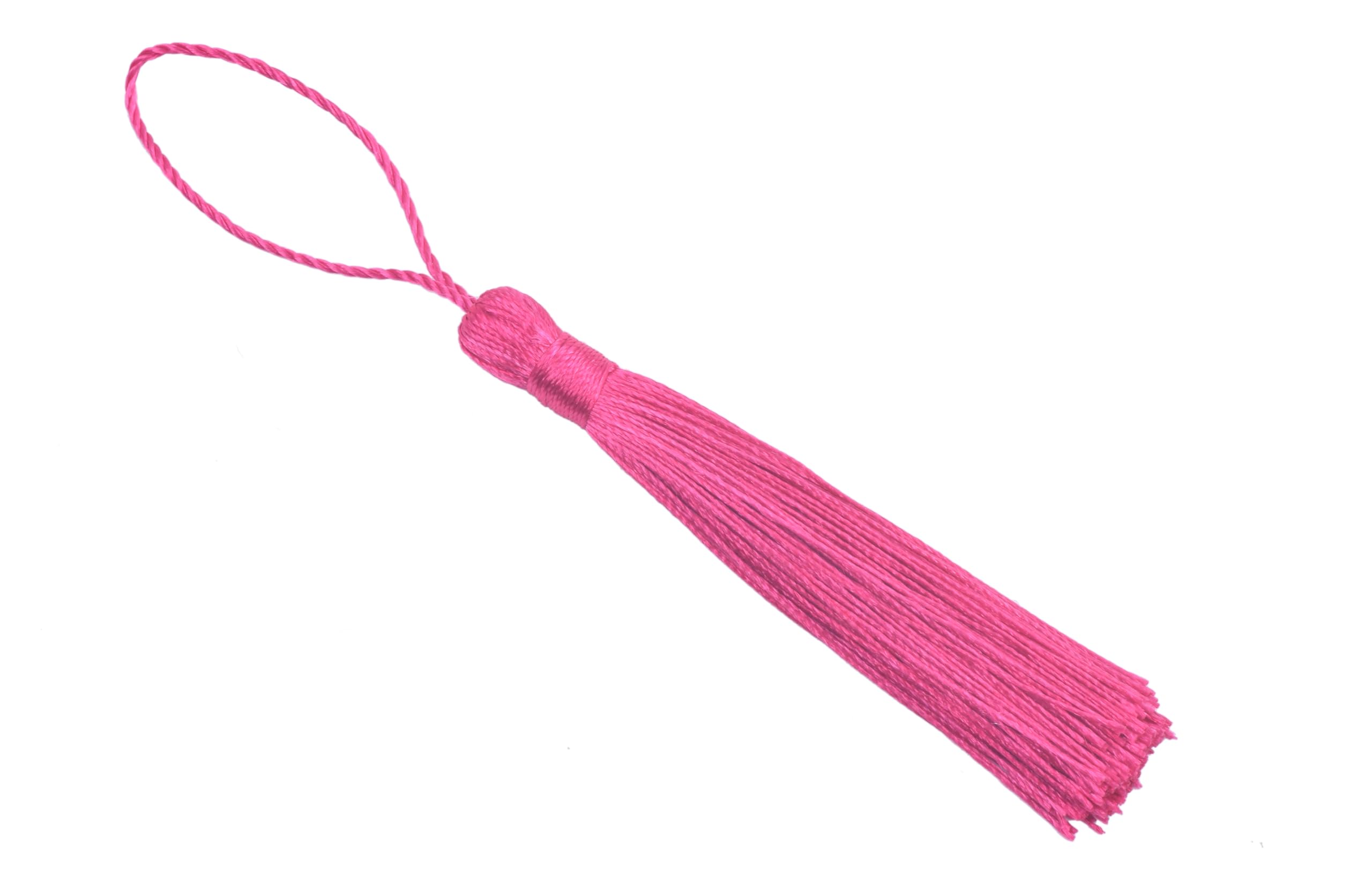 KONMAY 20pcs 3.5'' Small Silky Soft Craft Mini Bookmark Tassels with Loops for Jewelry Making, Gift Wrapping, Zipper Pull, Home Decor(Rose)
