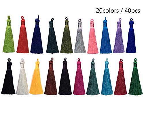 Gnognauq 40pcs Tassels Mixed 20 Colors Soft Imitation Silk Tassels for Earring Jewelry Making, DIY Craft Projects, Bookmarks
