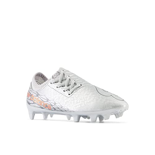 New Balance Boy's Furon V6+ Dispatch Junior FG Soccer Shoe, Silver/Brighton Grey/Copper, 3 Wide Little Kid