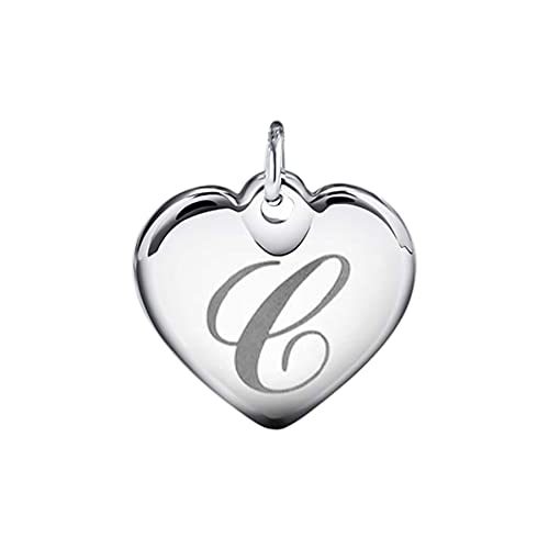 Estendly Initial Heart Charm Bracelets for Kids 6mm Stainless Steel Beaded Delicate Letters C Bracelet Jewelry Birthday Gift for Sister