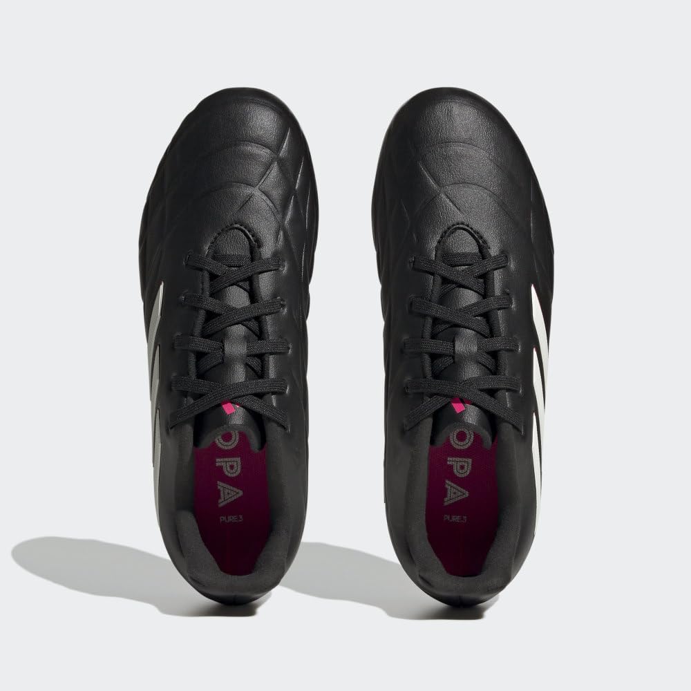 adidas Copa Pure.3 Firm Ground Soccer Shoe, Black/Zero Metallic/Team Shock Pink, 1.5 US Unisex Little Kid