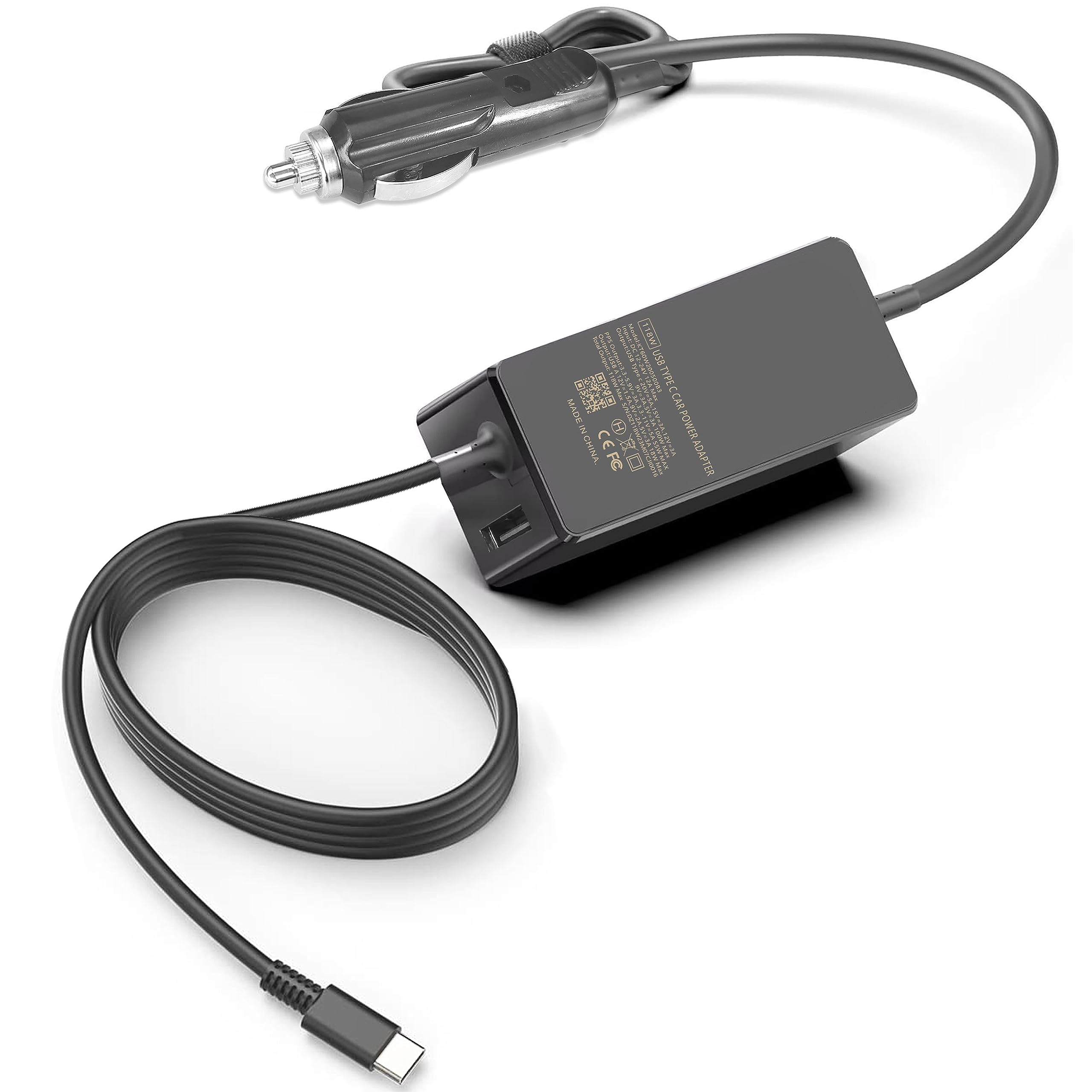 USB C Laptop Car Charger 100W USB C Charger for Lenovo Thinkpad/Yoga,Mac-Book Pro/Air, Dell HP Acer Asus LG Gram Samsung Toshiba Chromebook Charger, USB-A Port DC 5V 3A