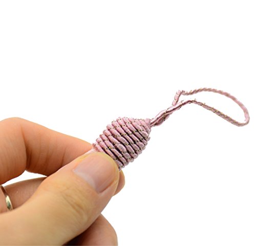 Makhry 20pcs 15.5cm/6 Inch Silky Floss Bookmark Tassels with 2-Inch Cord Loop and Small Chinese Knot for Jewelry Making, Souvenir, Bookmarks, DIY Craft Accessory (Peach Pink)