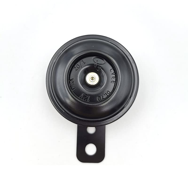 ZBGUN 1 PC Car Snail Horn Whistle, 3.7In x 2.5In 12V Metal Round Loud Speaker Scooter Snail Horn Accessories, Universal Waterproof Durable Vehicle Disc Horn for Motorcycle Moped Dirt Bike (Black)