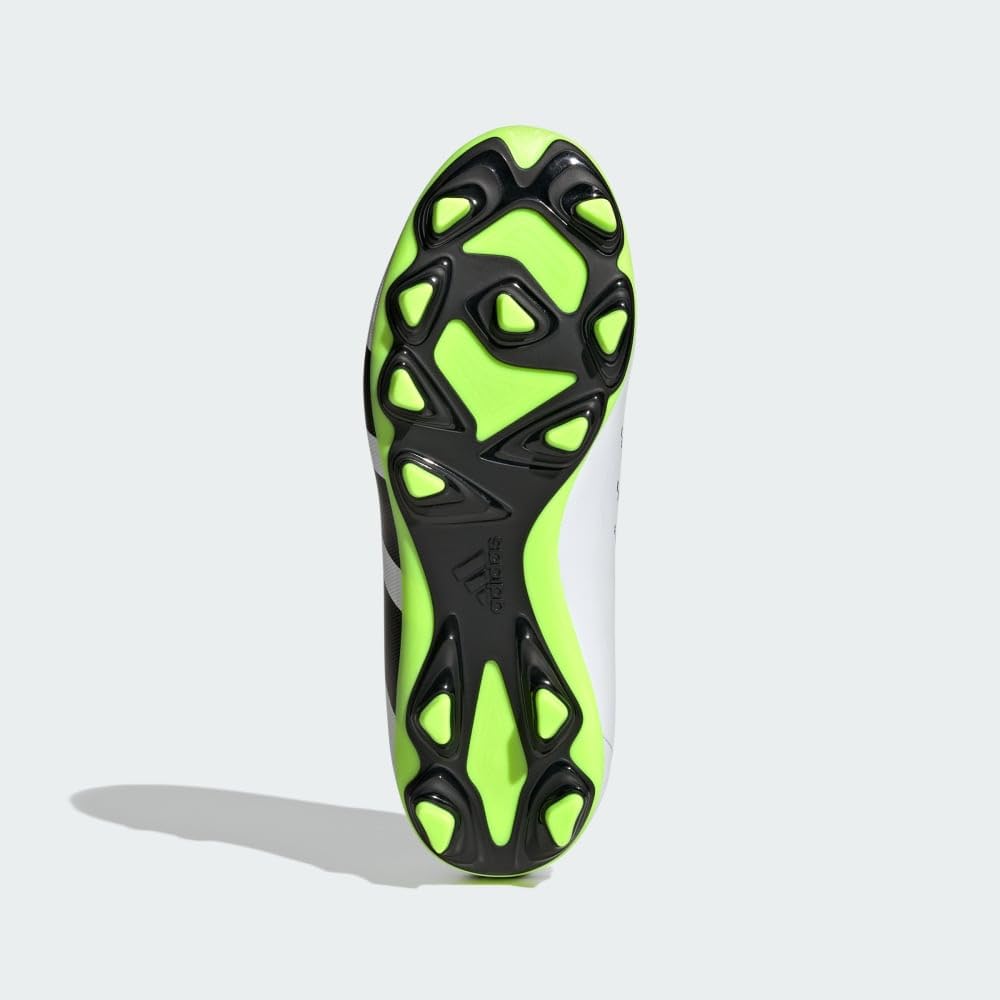 adidas Predator Accuracy.4 Firm Ground Sneaker, White/Core Black/Lucid Lemon, 12 US Unisex Little Kid