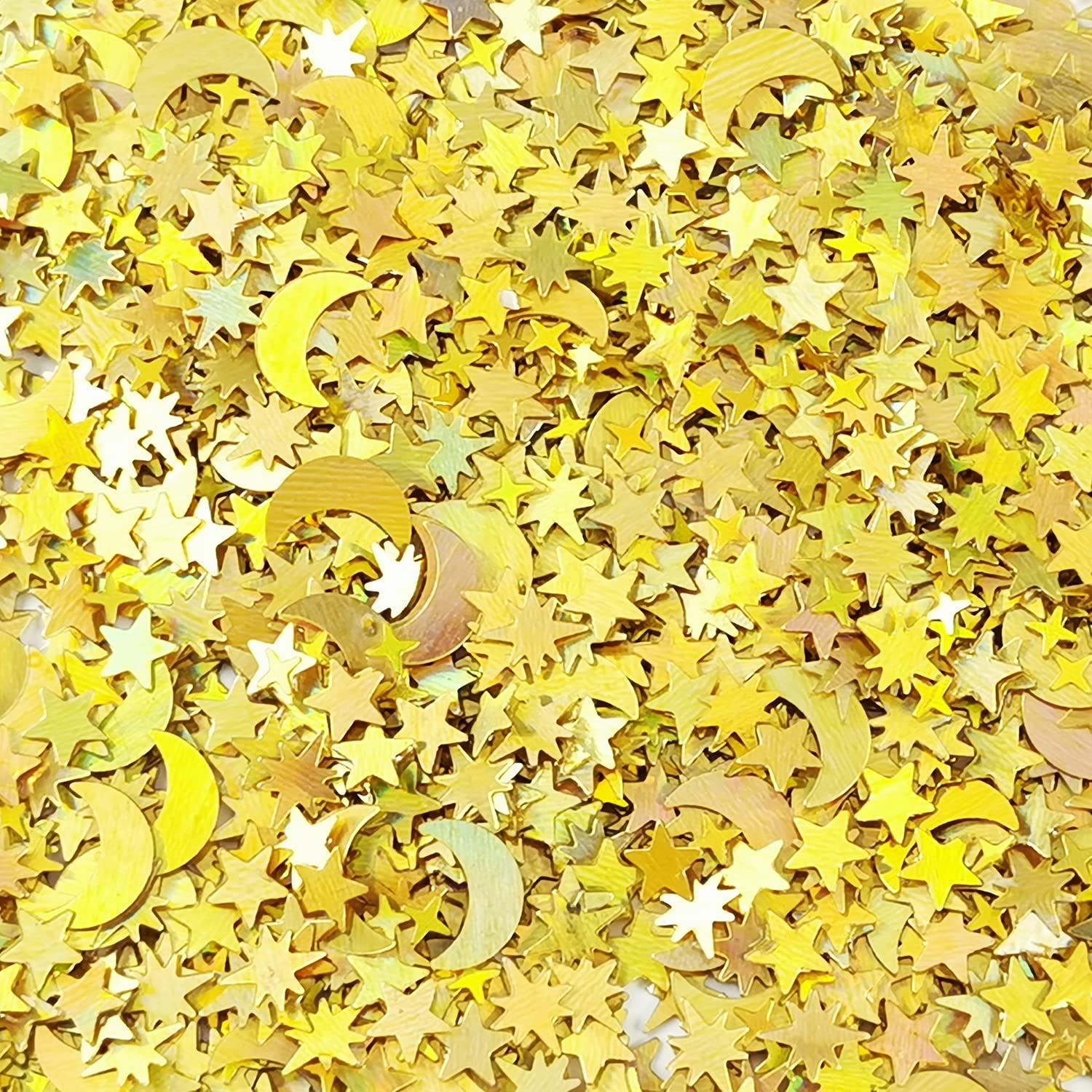 Hrovsur Table Confetti for Party - Star Moon Confetti Iridescent Metallic Glitter Foil Confetti for Birthday Anniversary Wedding Graduation Party Bachelorette Party Baptismal Party DIY (Gold)