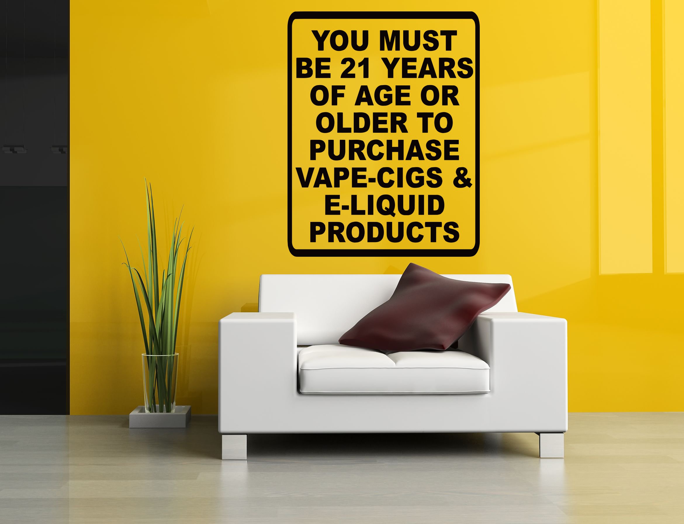 Wall Vinyl Sticker Decal You Must Be 21 Years Old Stop Smoking Start Vaping Quote Phrase Vaporizer Vape Pen Store Shop Smoke E Cigarettes Liquid Coil Indoor Outdoor Sign Logo SA763
