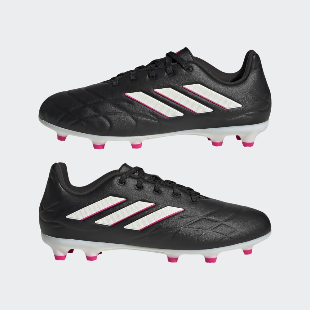 adidas Copa Pure.3 Firm Ground Soccer Shoe, Black/Zero Metallic/Team Shock Pink, 1.5 US Unisex Little Kid