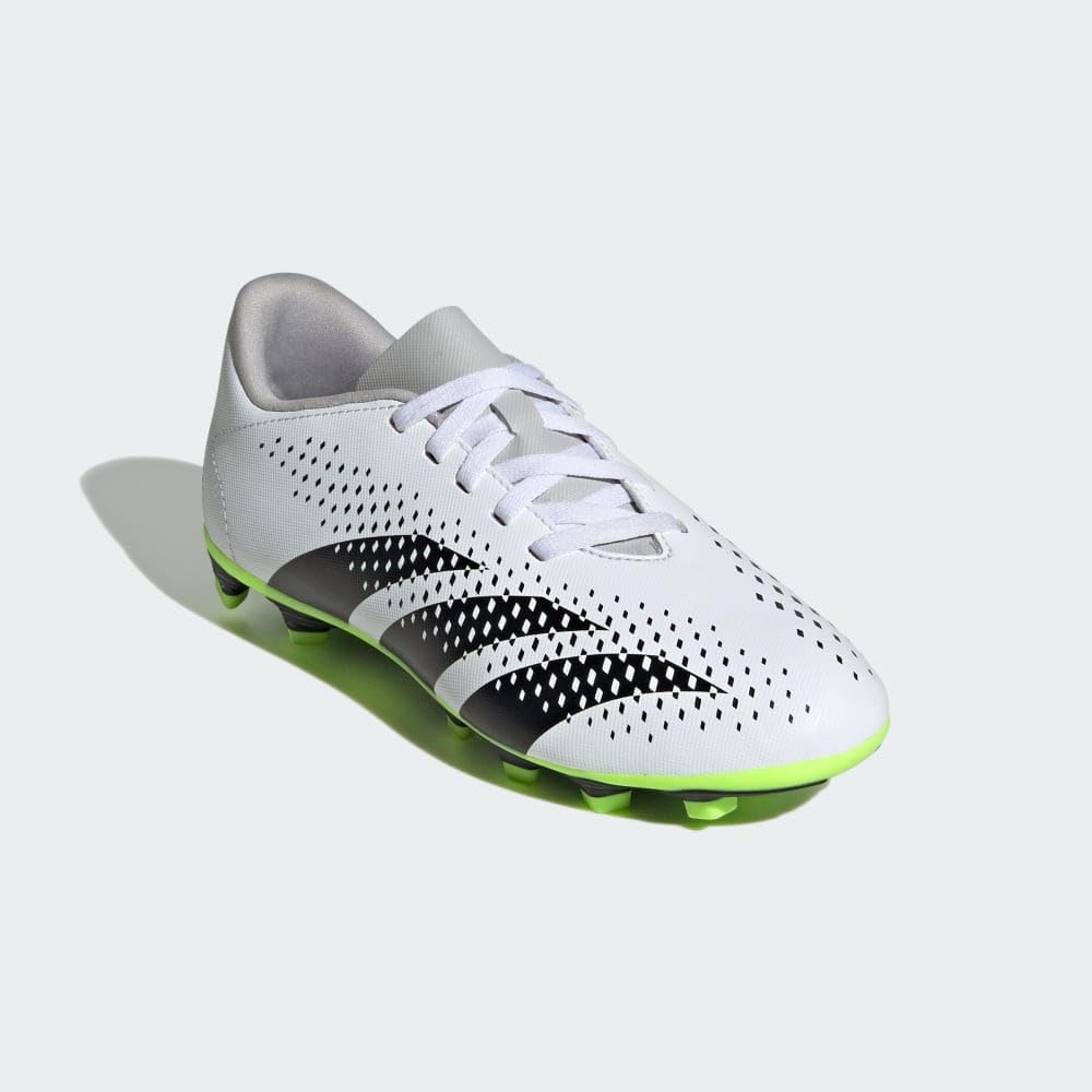 adidas Predator Accuracy.4 Firm Ground Sneaker, White/Core Black/Lucid Lemon, 12 US Unisex Little Kid