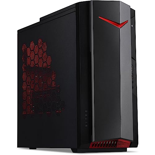 acer Nitro 50 Gaming Desktop Computer | 12th Generation Intel Hexa-Core i5-12400F (Beats i7-10700F) | 32GB DDR4 2TB SSD | Nvidia GeForce GTX 1650 4GB Graphic | USB-C DVI Win11 Black + HDMI Cable